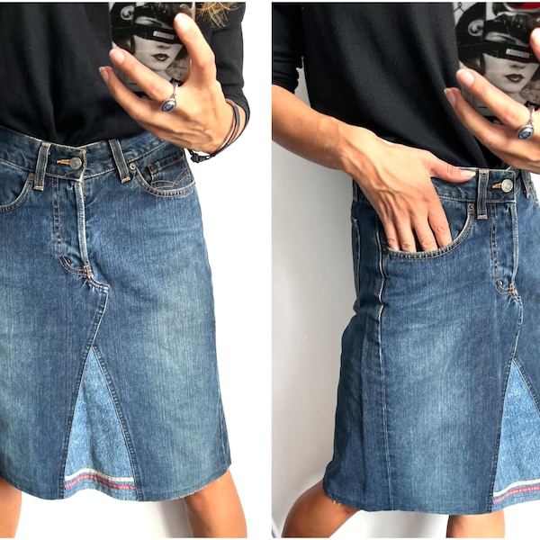 Upcycled Denim Skirt - Etsy