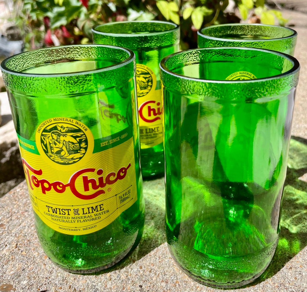 Set of 4 Green "twist of Lime" Large Topo Chico Bottle Glasses - Etsy