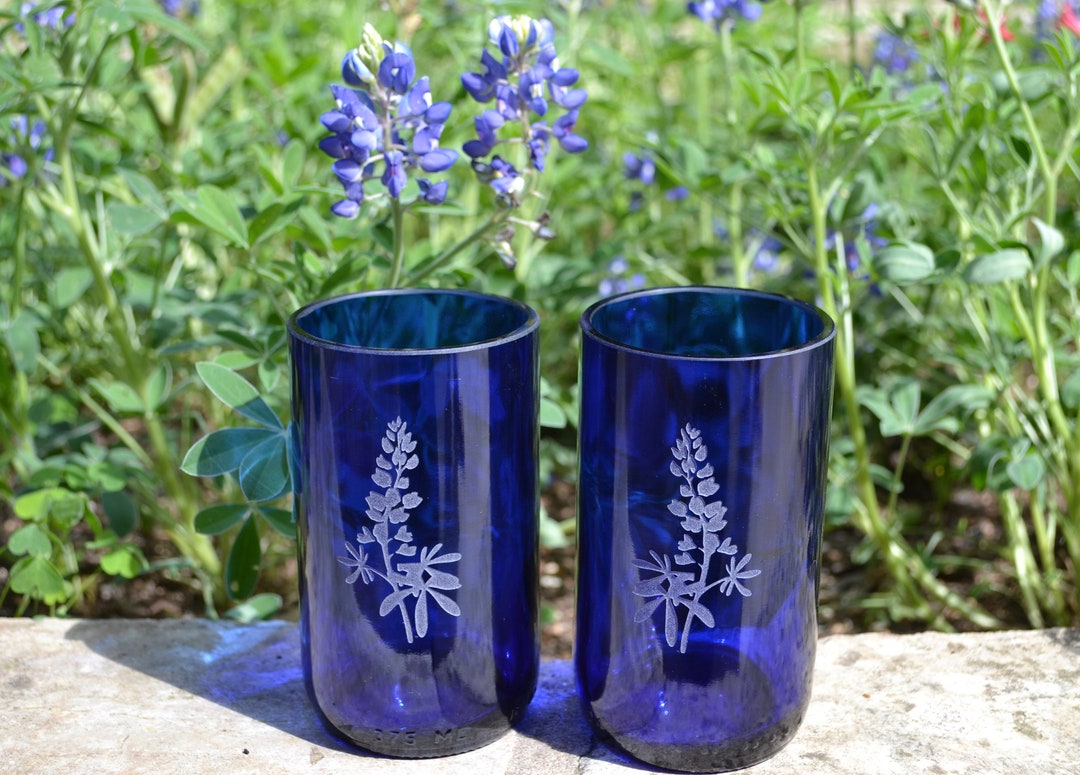 Set of 2 Bluebonnet Glasses - Handmade From a Recycled Bottle - Etsy