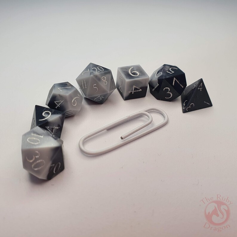 Yin and Yang Mini (7 Piece Handmade Mini Polyhedral Dice Set, Any Flaws ...