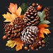 Autumn Pinecone Digital Art Print Fall Decor, Nature Illustration ...