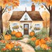 Charming Cottage With Pumpkin Garden Fall and Halloween Digital Art PNG ...