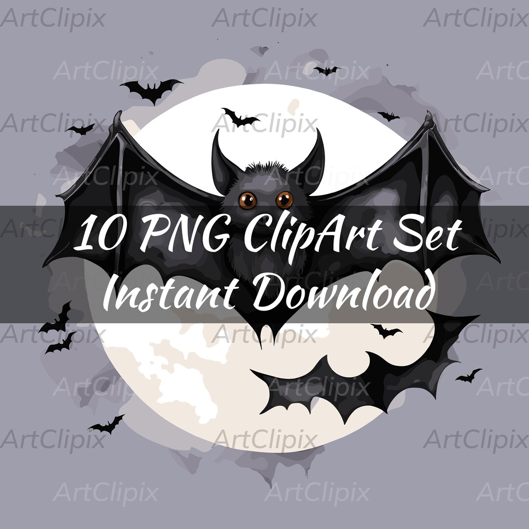 Spooky Bat Digital Art Halloween Wall Decor Cute Bat Illustrations for ...