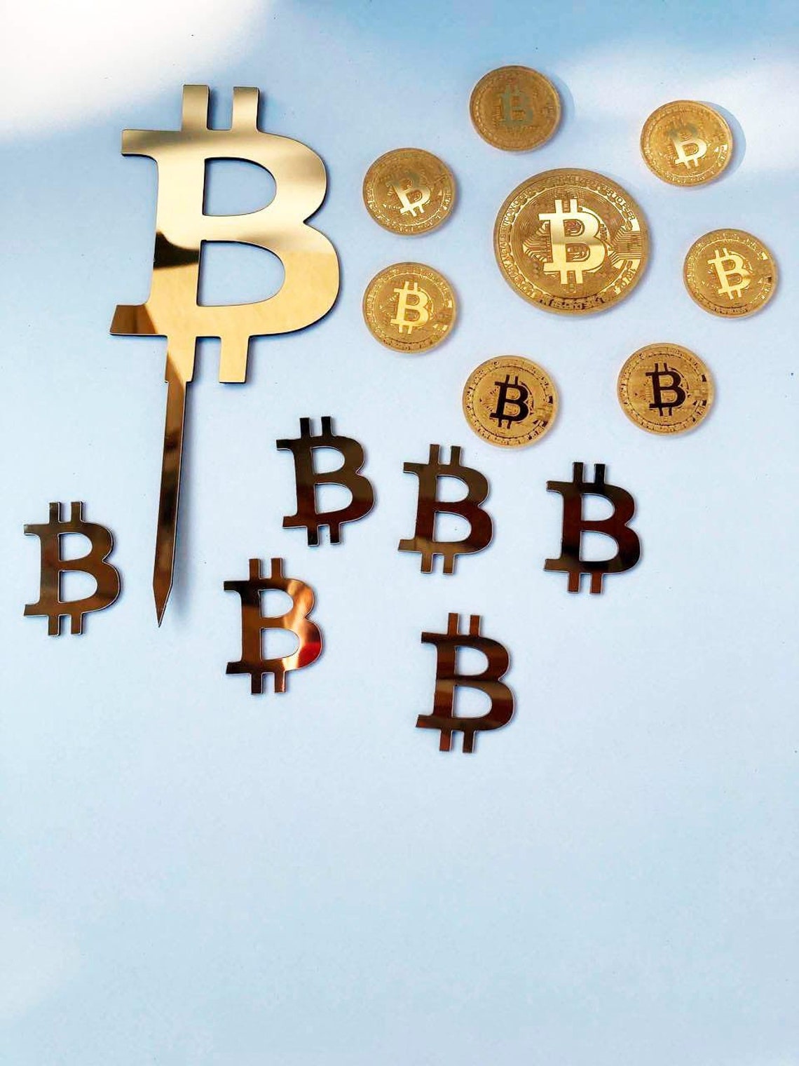 Bitcoin Cake Topper Set With Tags & Sign. Crypto Party Decorations ...