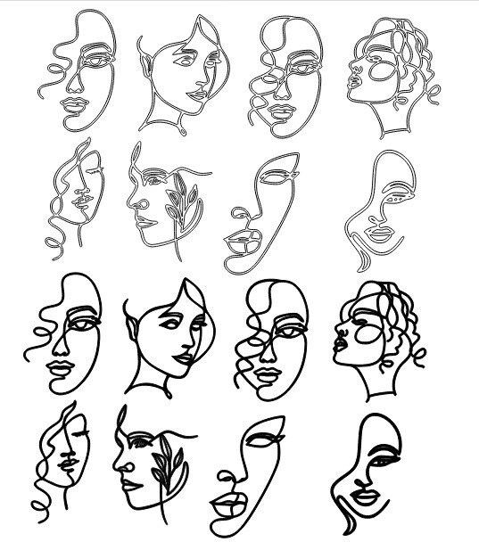 Woman Face Line Art Cake Topper Design. Digital File for Laser Cutting ...