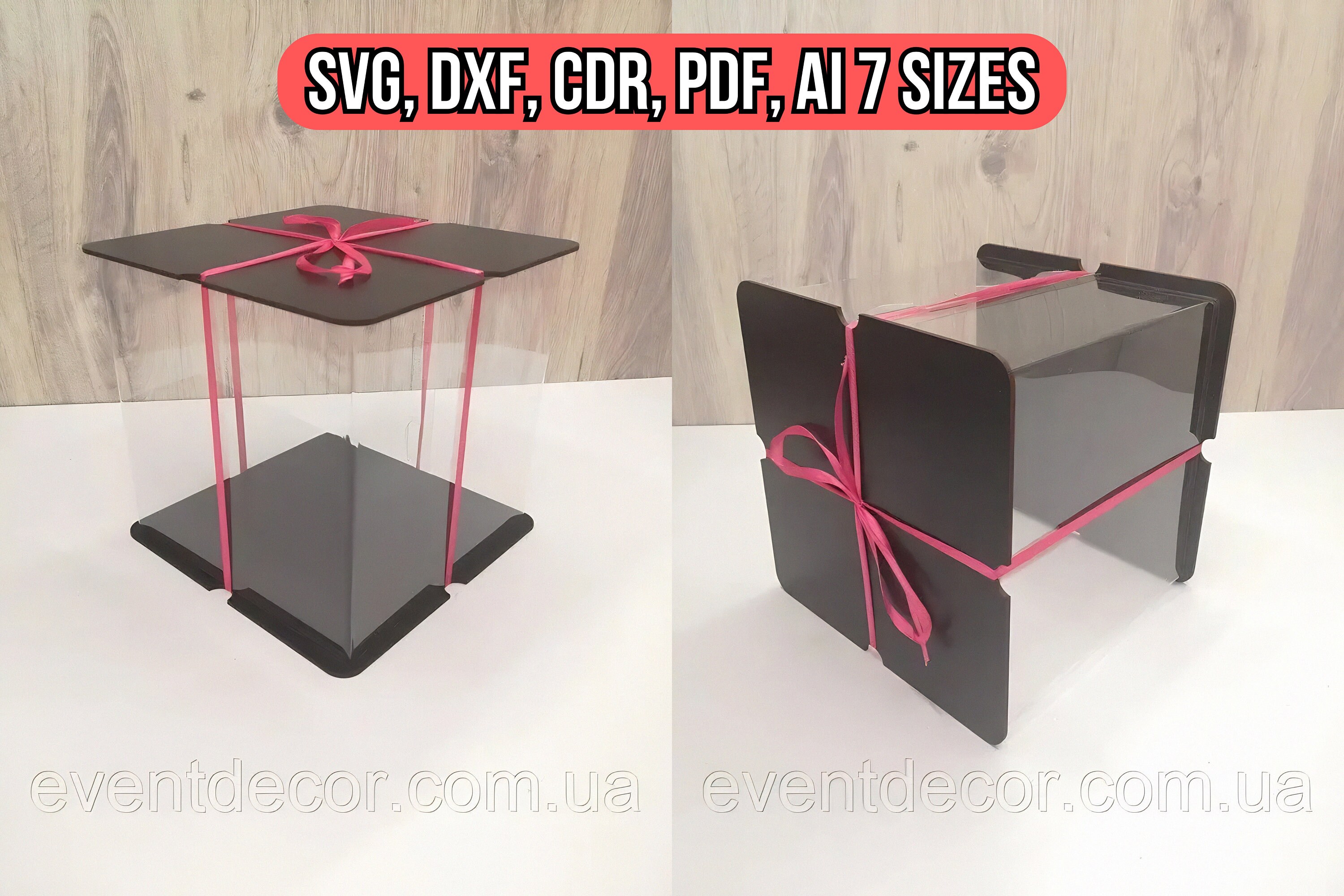 Square Transparent Box DXF Laser Cut Files. Vector Svg, Dfx, Cdr, Pdf ...