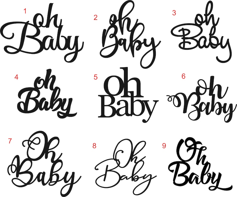 Oh Baby Cake Topper Bundle. Svg Pack for Laser Cutting Files. 9 ...