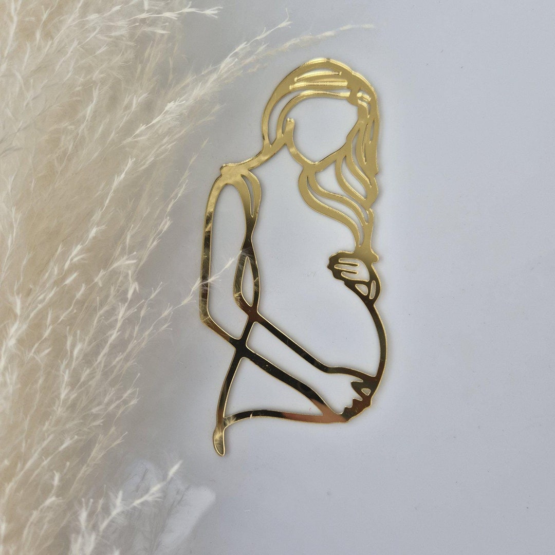 Pregnancy Cake Topper. Minimalist Line Art Silhouette. Baby Shower ...