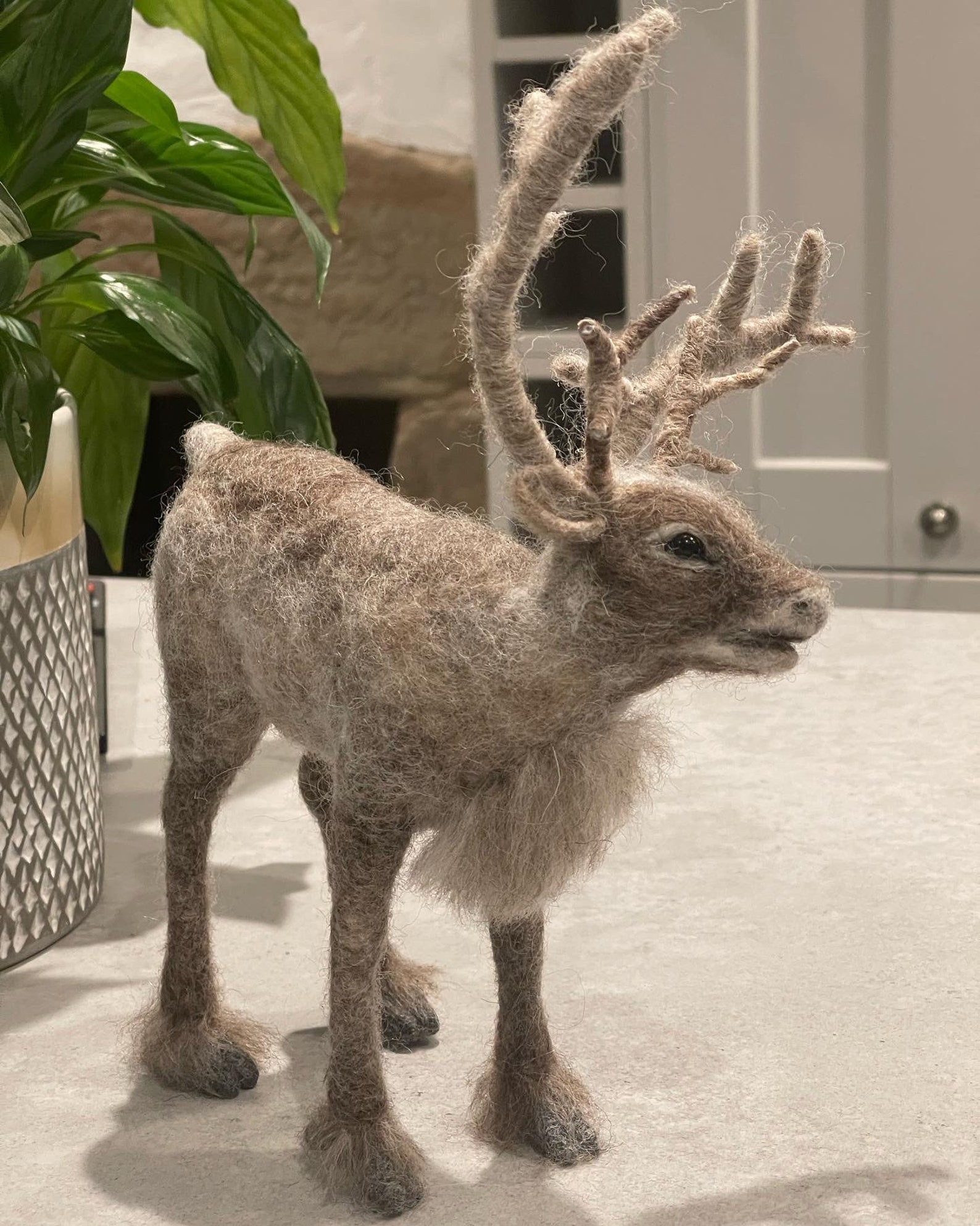 Reindeer Needle Felt. Standing 10 Inches Tall to the Top of is Antlers ...