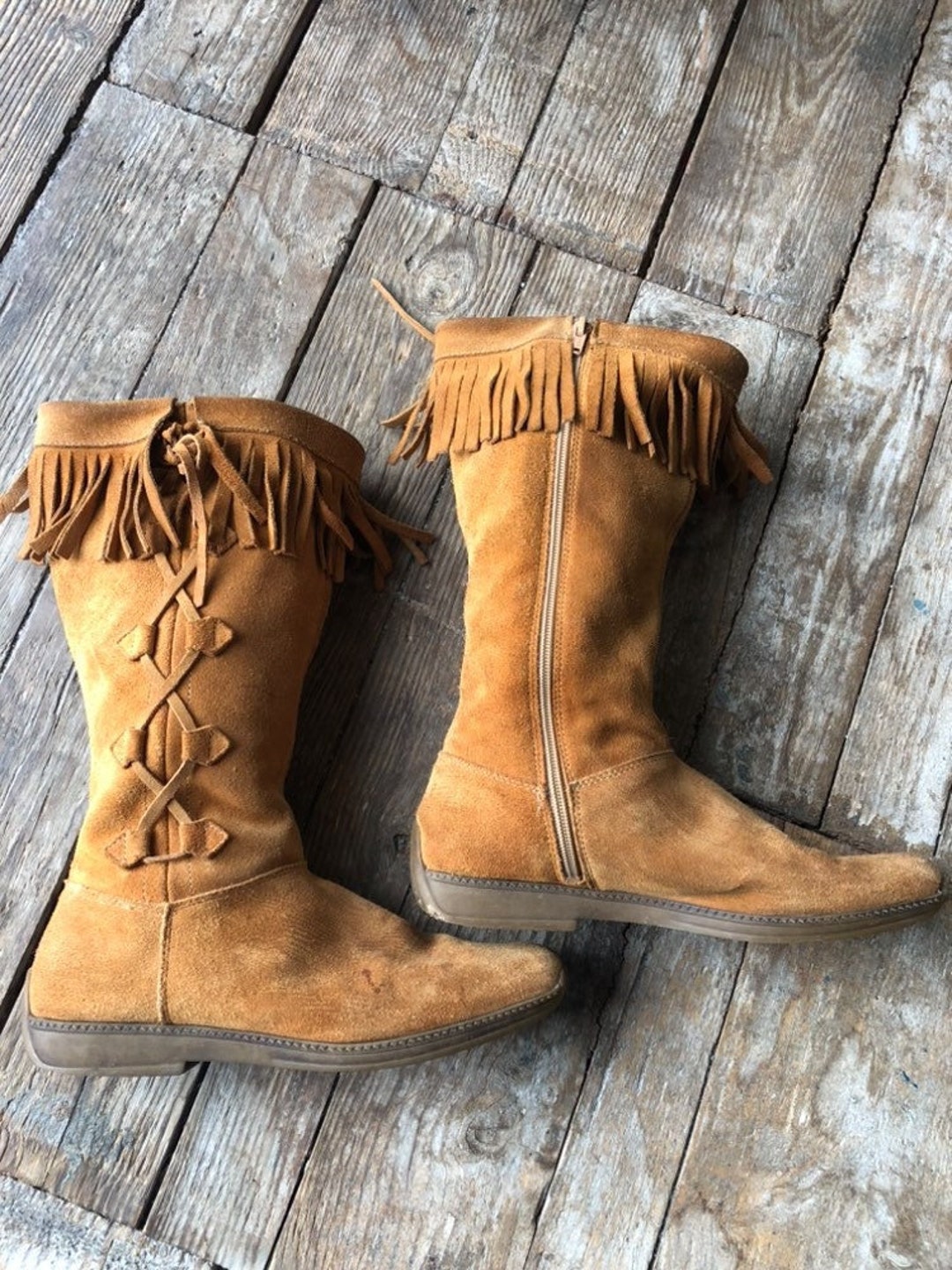Early 2000s Brown Fringe Suede Cowboy Boots | Country | Festival ...