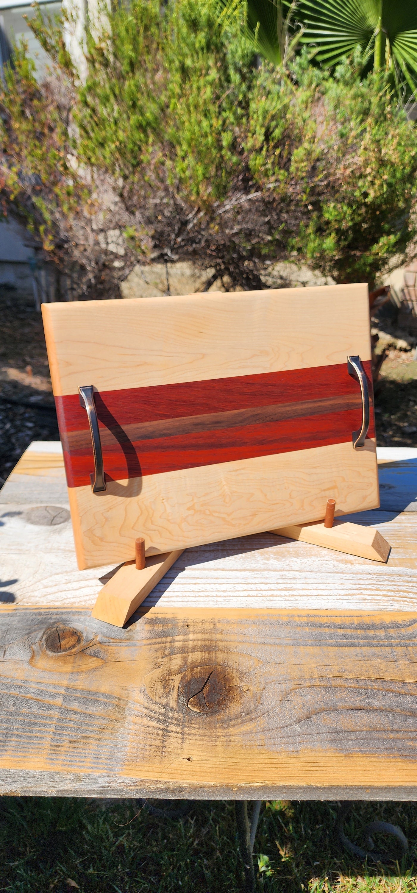 Charcuterie Board W/ Handles - Maple/pudauk/walnut Charcuterie Board ...