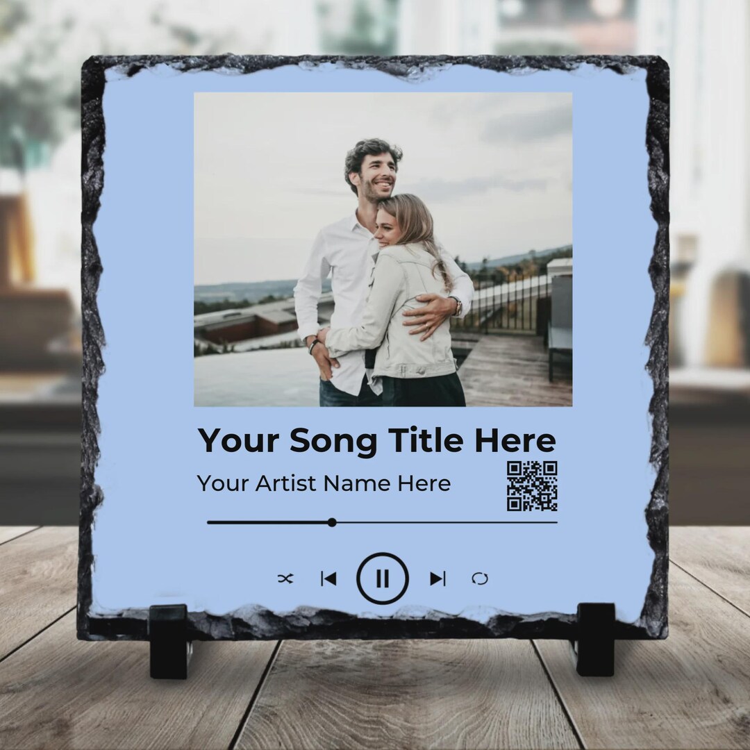 Personalised Song Photo Slate | Custom Music Plaque With QR Code ...