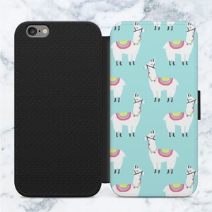 Cute Llama Alpaca Vegan Leather Flip Case Cover Wallet. for iPhone SE 6 ...
