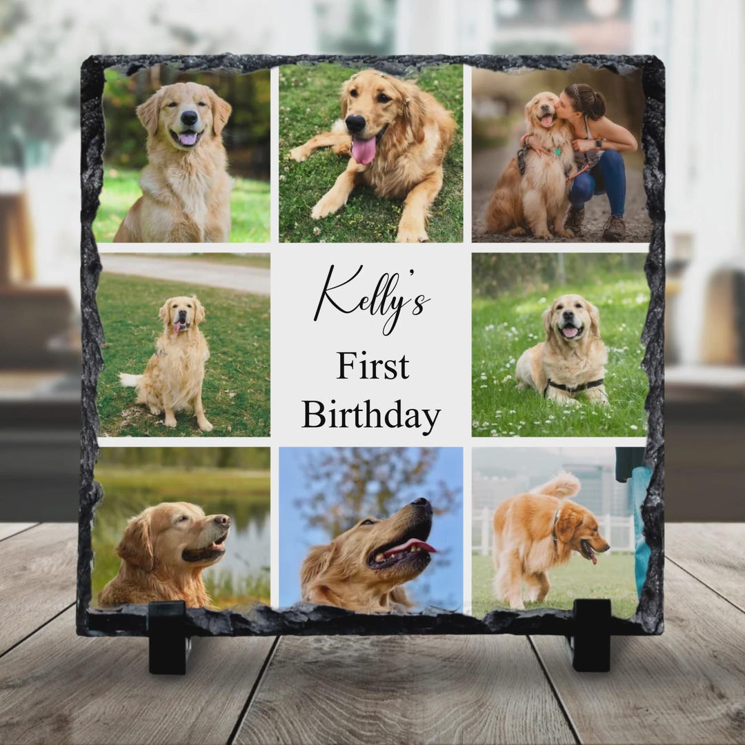 Personalised Photo Slate — 8 Photo Collage With Custom Text | Birthday ...