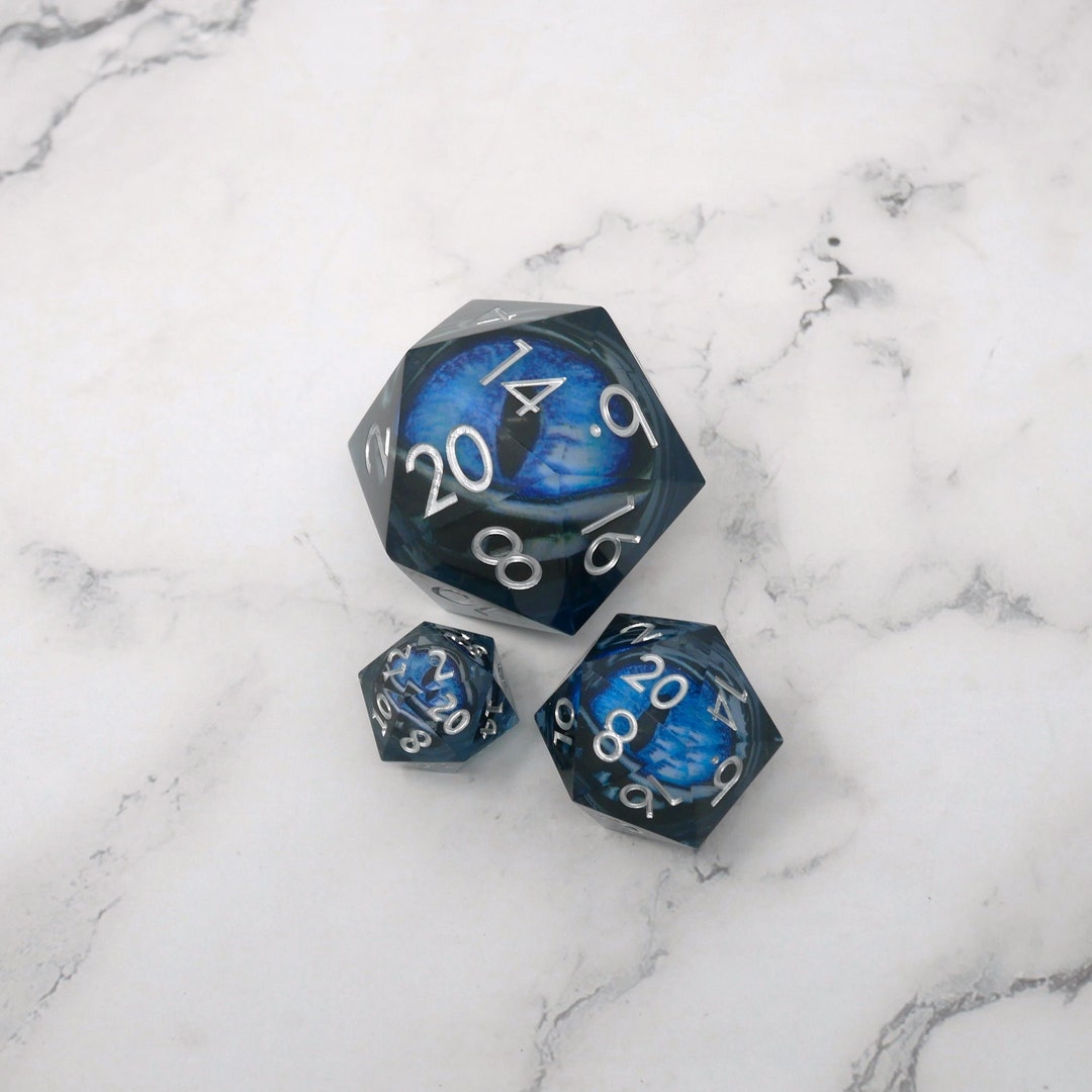 Blue Slaadi's Eye Giant D20 Moving Eye Dnd Dice Acrylic RPG Gaming Dice ...