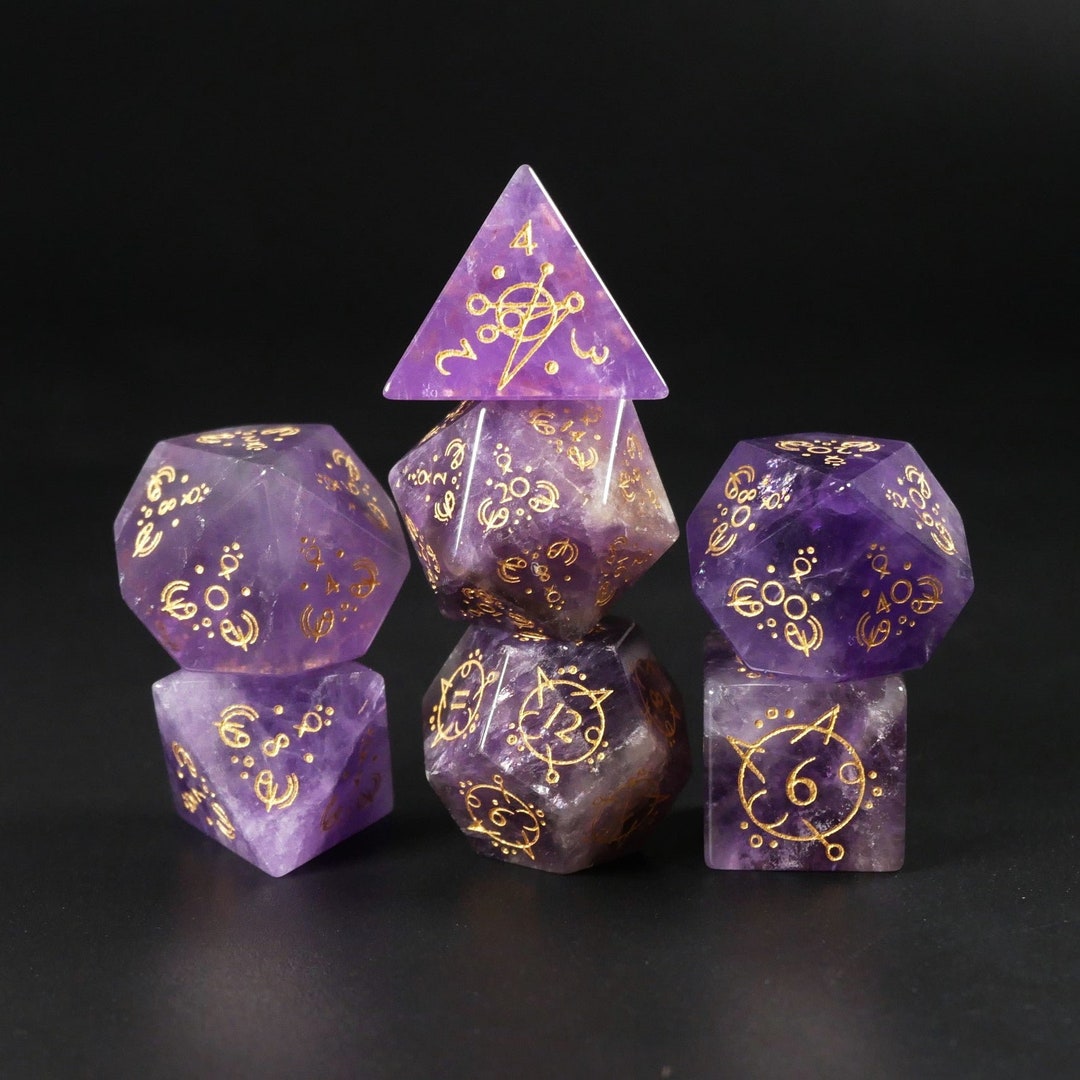 Astral Amethyst 7 Piece Dnd Dice Set Gemstone RPG Gaming Dice - Etsy