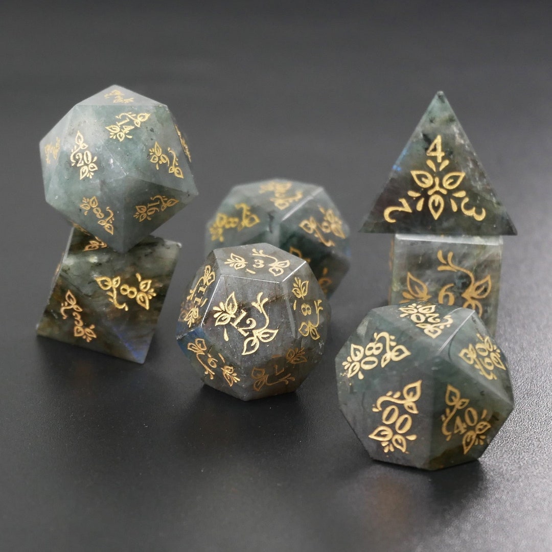 Labradorite Vines 7 Piece Dnd Dice Set Gemstone RPG Gaming Dice - Etsy