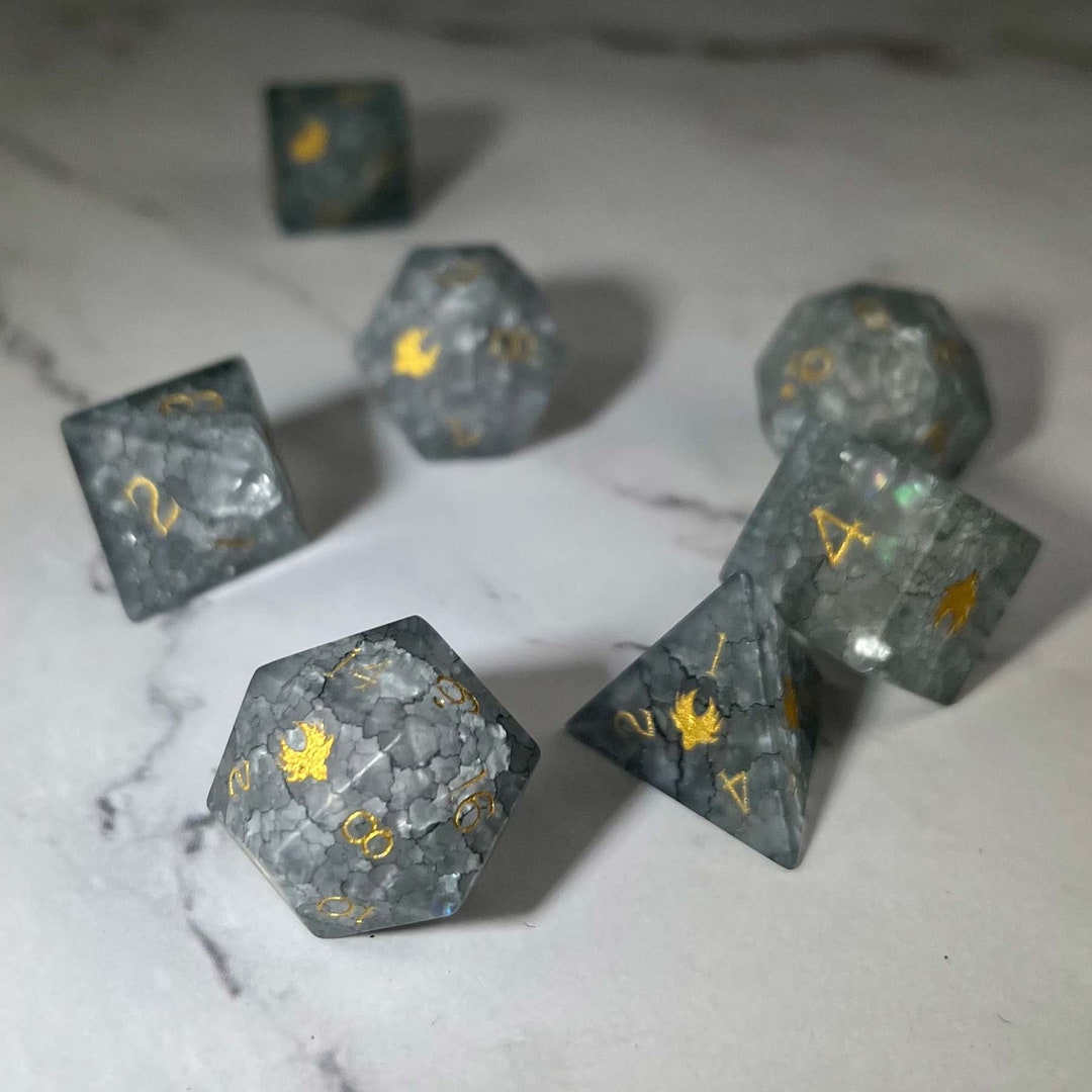 Tainted Mentat Logic 7 Piece Dnd Dice Set Gemstone RPG Gaming Dice 7 ...