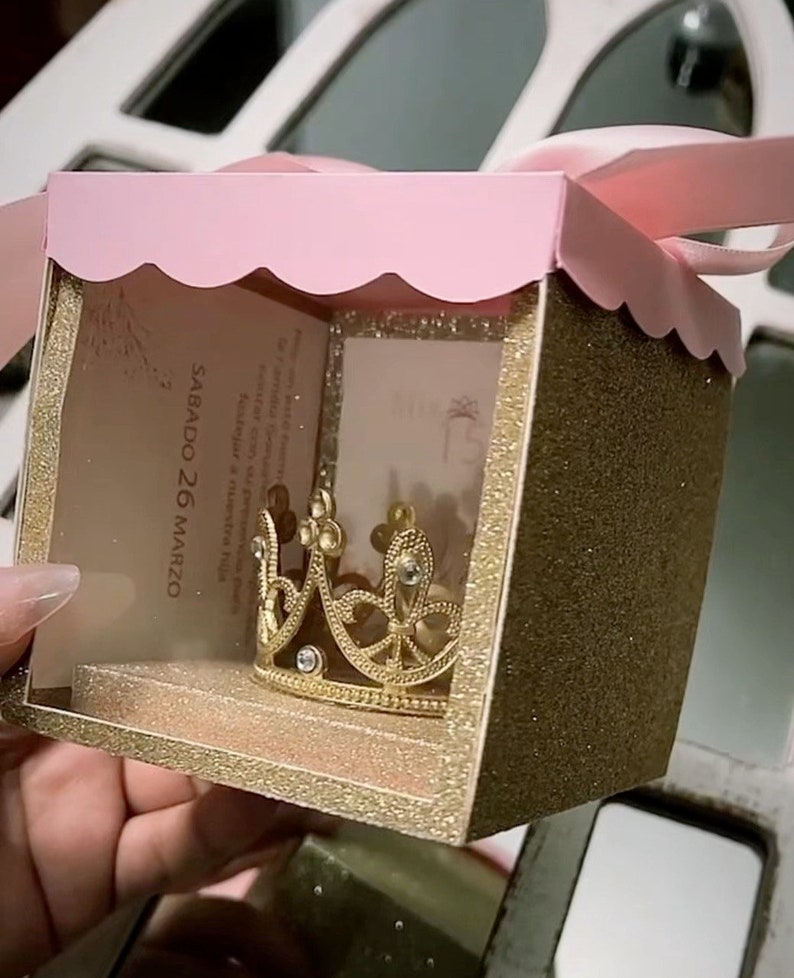 Quinceañera Exploding Box Invitation | Princess Invitation | Crown ...