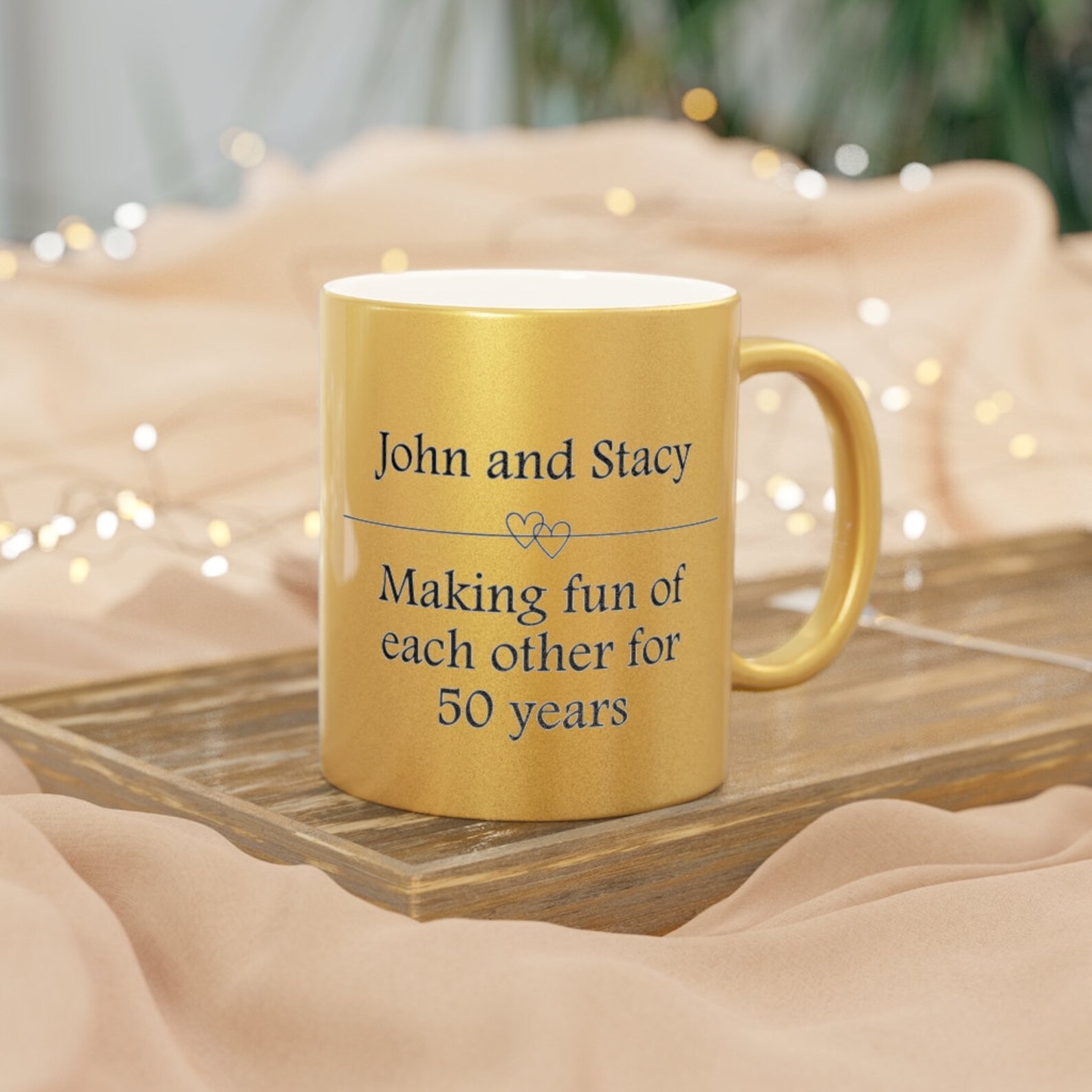 50th Anniversary Gold Metallic Coffee Mug for Couple Golden - Etsy