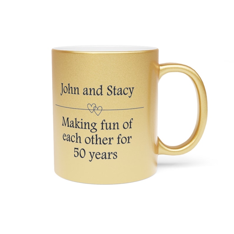 50th Anniversary Gold Metallic Coffee Mug for Couple Golden - Etsy