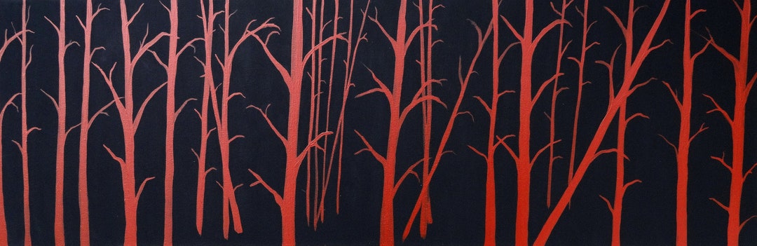 Burnt Sienna Trees on Black 12x36 Canvas Created With Acrylic Colors ...