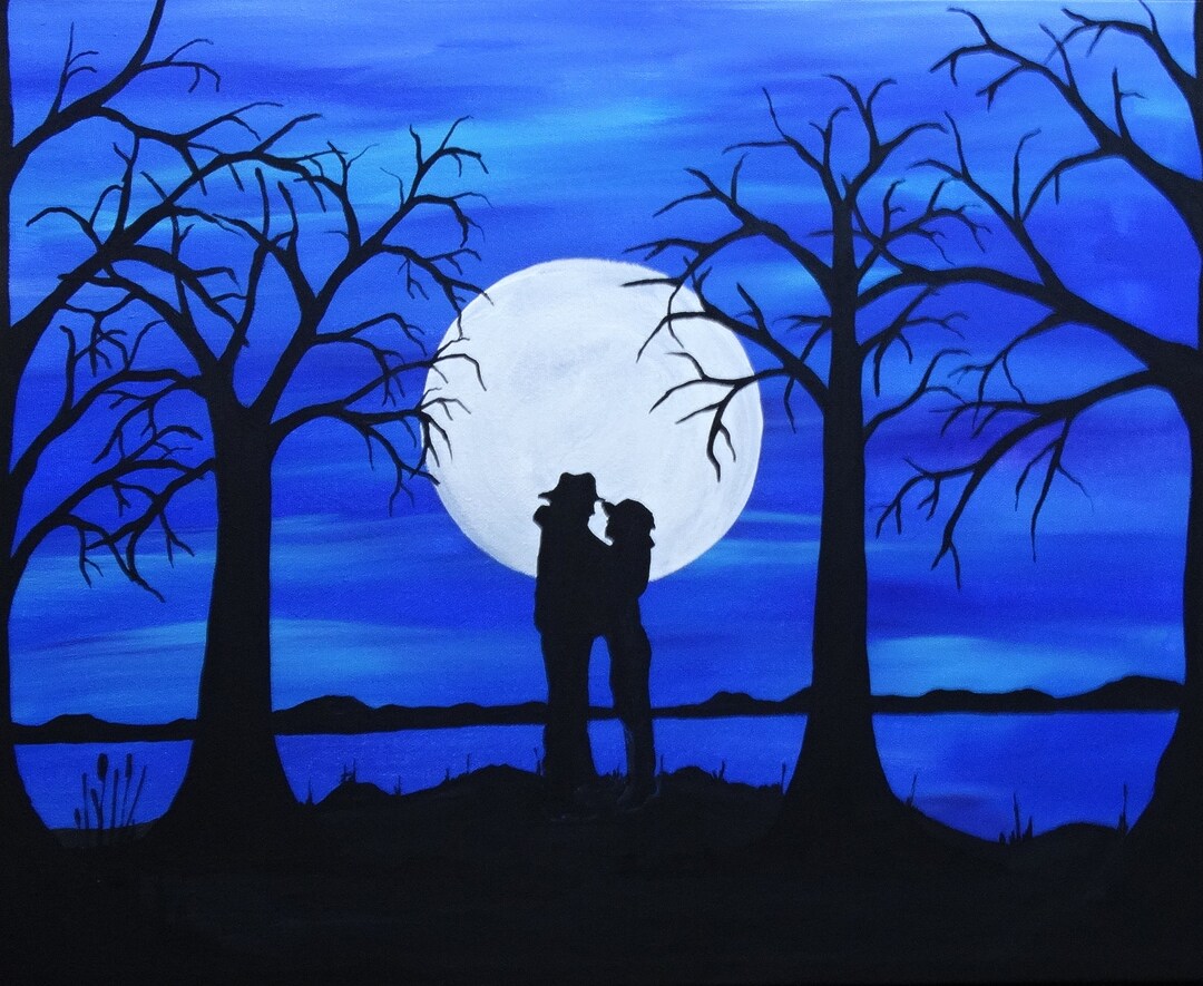 Cowboy Love, Romantic Landscape Painting on Framed 16x20 Canvas ...