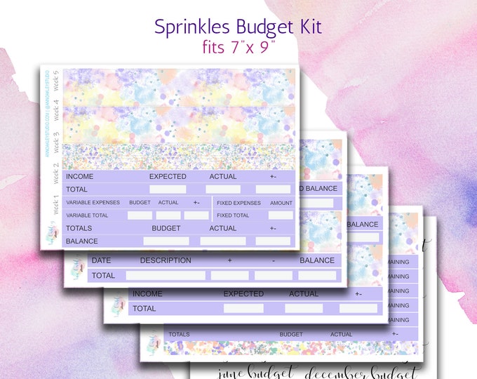 Monthly Budget Kit - Sprinkles | Happy Planner and Erin Condren 7x9 ...