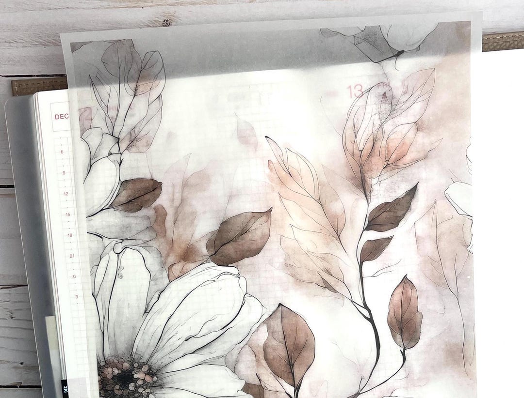 Decorative Vellum Sheet, Neutral Blooms Vellum Sheet Planner Dashboard ...