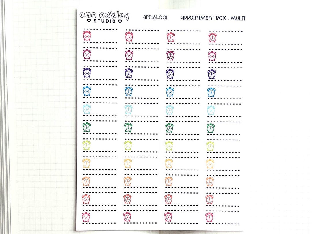 Appointment Reminder Sticker, Alarm Clock Sticker, Clock Icon Planner ...