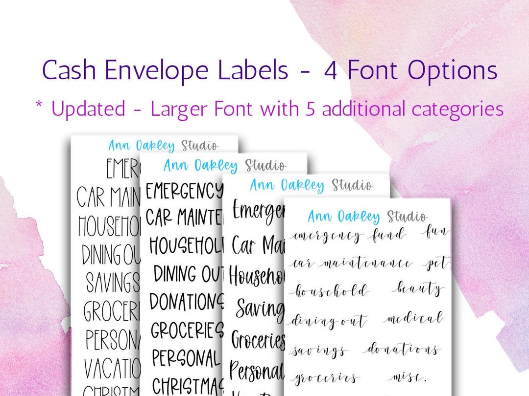 Budget Envelope Labels - 4 Size Options | Cash Envelope Labels | Budget ...