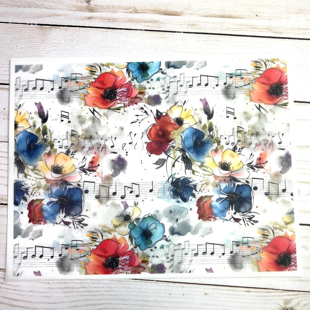 Decorative Vellum Sheet, Flowers and Music Vellum Sheet Planner ...