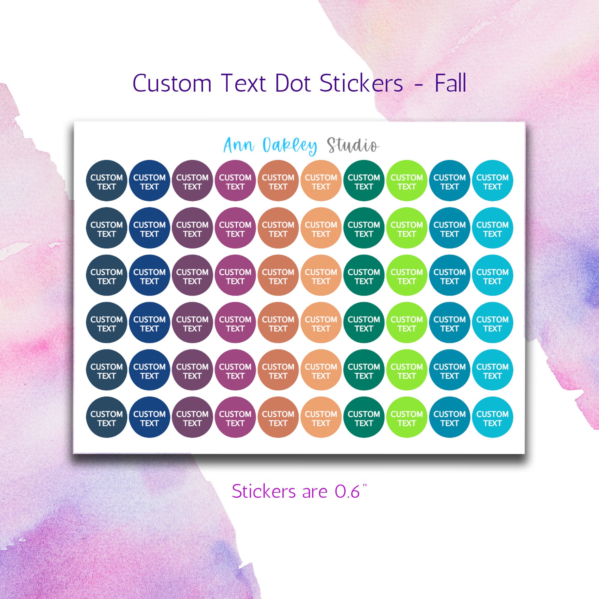 Custom Text Dot Stickers 3 Color Options 0.6 - Etsy UK