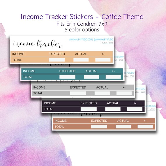 Income Tracker Budget Stickers 7x9 Coffee Theme | Etsy