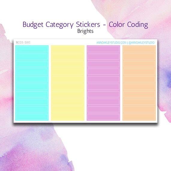 Budget Category Stickers Color Coding Brights Color Theme - Etsy