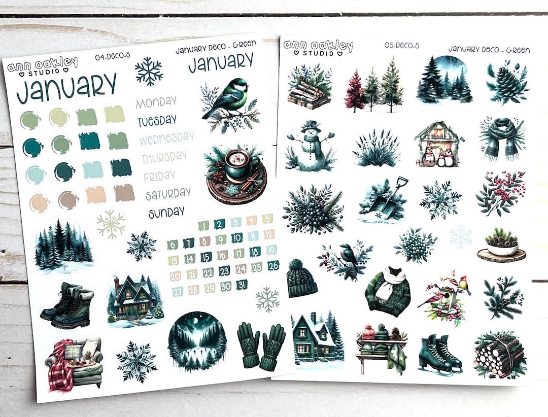 Cozy Winter Stickers, January Decorative Planner Sticker, Bullet ...