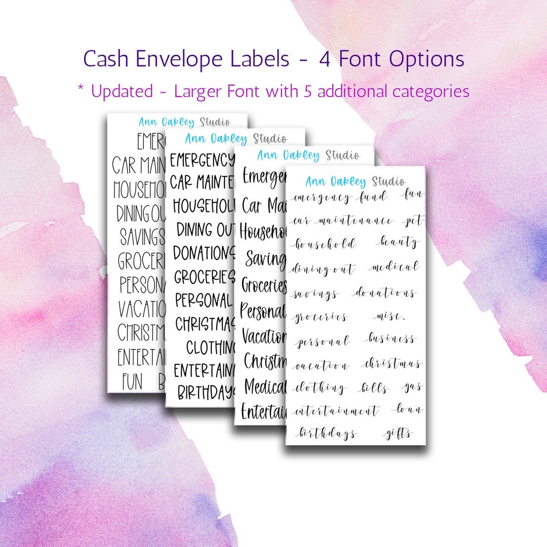 Cash Envelope Labels - 3 Font Sizes | Budget Stickers | Budget Envelope ...