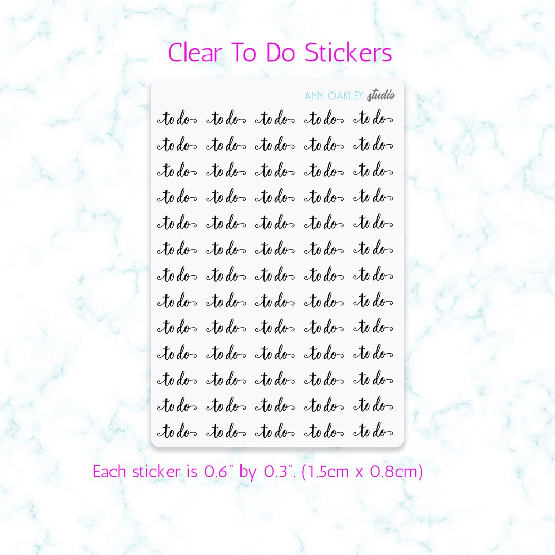 To Do Stickers | 65 Clear to Do Script Planner Stickers | Transparent ...