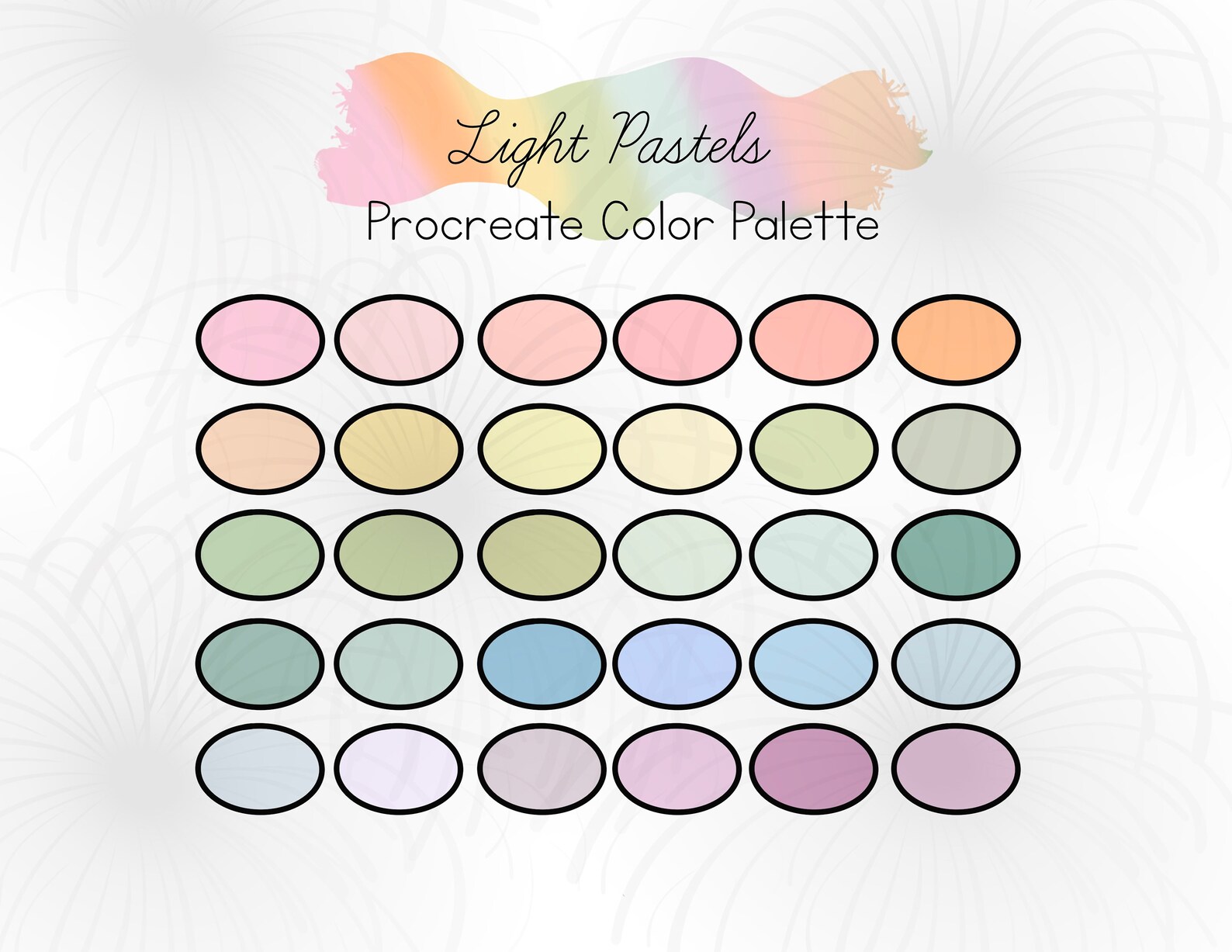 Procreate Color Palette, Light Pastel Color Palette, Digital Art Color ...