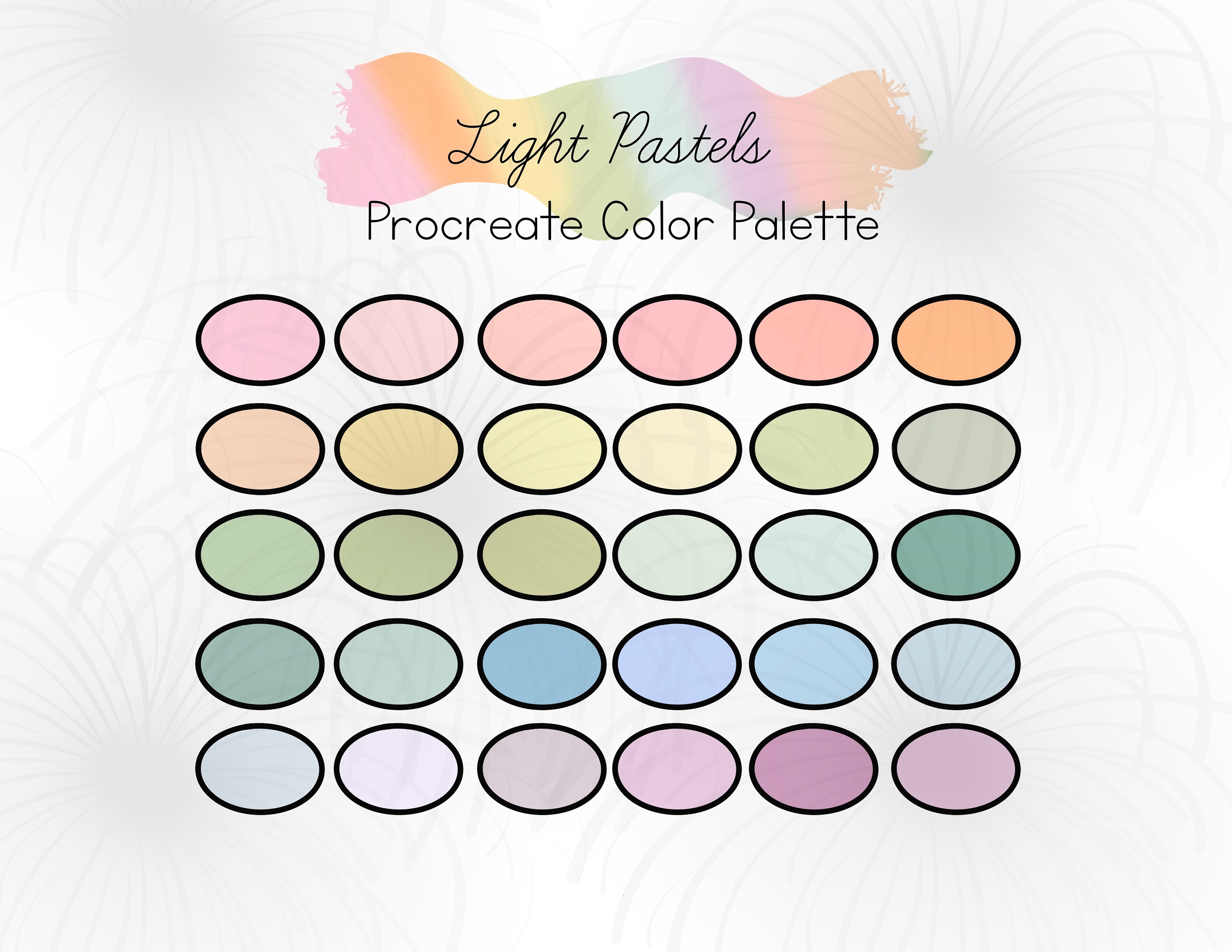 Procreate Color Palette, Light Pastel Color Palette, Digital Art Color ...