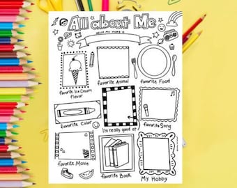All About Me Coloring Page, Get to Know You Page, First Day of School ...