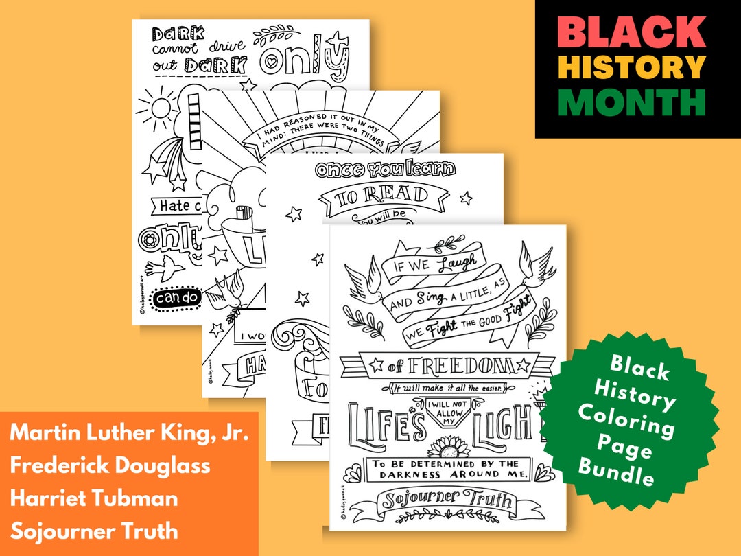 Black History Coloring Page Bundle- Martin Luther King, Jr. Harriet ...