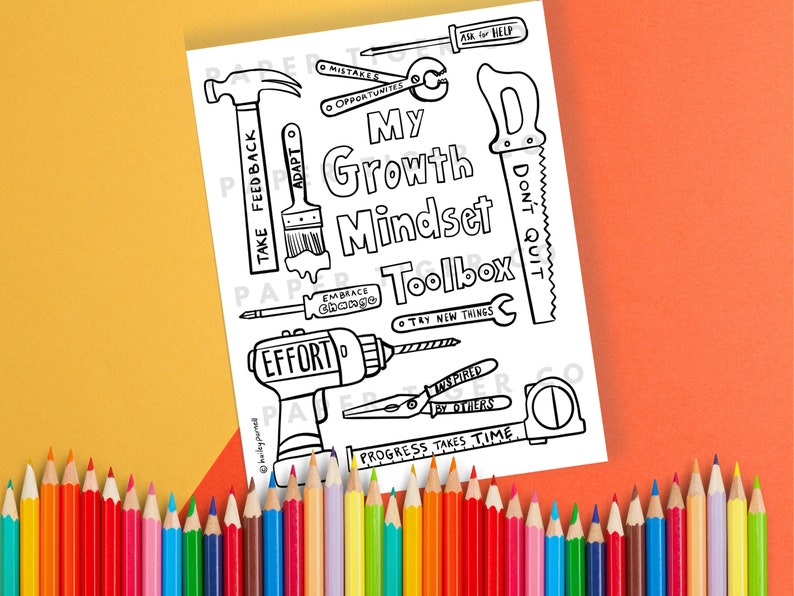 Growth Mindset Toolbox Coloring Page Kids Activity - Etsy