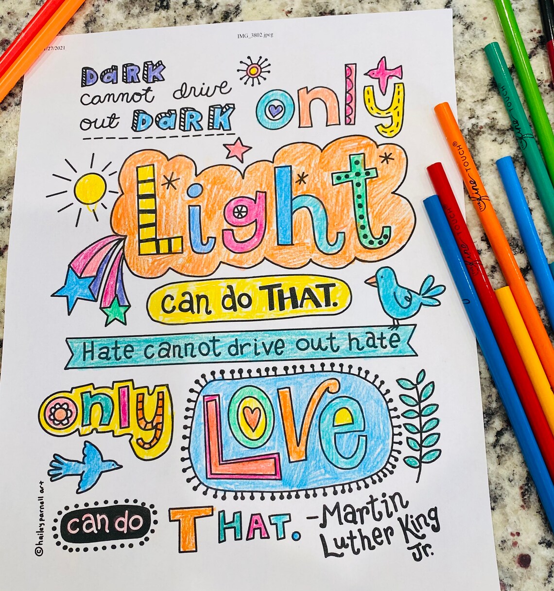 Martin Luther King Jr. Quote Coloring Page Black History Civil Rights ...