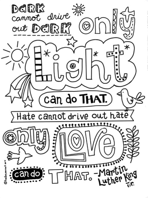 Martin Luther King Jr. Quote Coloring Page Black History Civil Rights ...