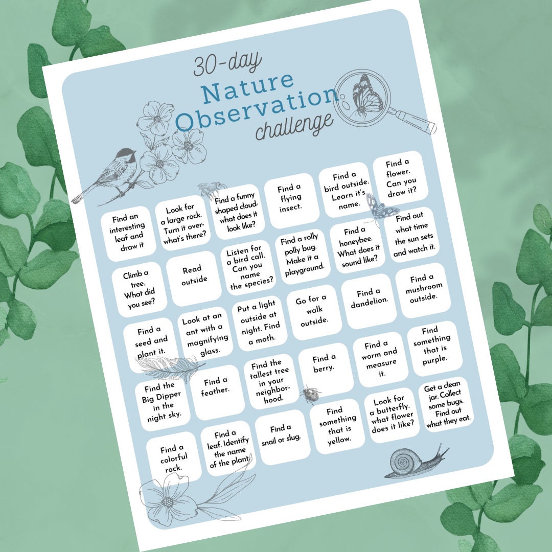 30 Day Nature Scavenger Hunt Challenge for Kids - Etsy