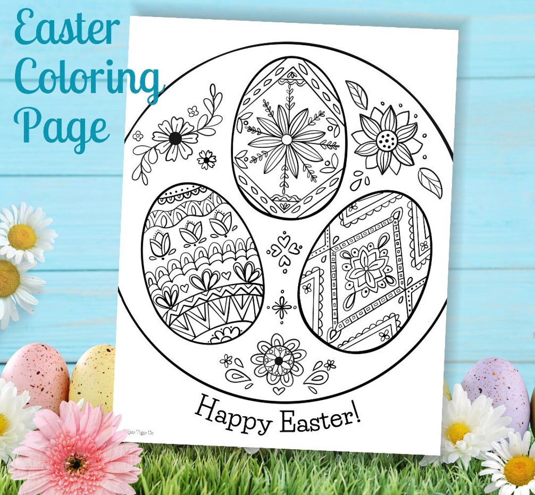 Easter Egg Spring Coloring Page Printable - Etsy