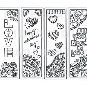 Printable Valentines Zentangle Bookmarks - Etsy