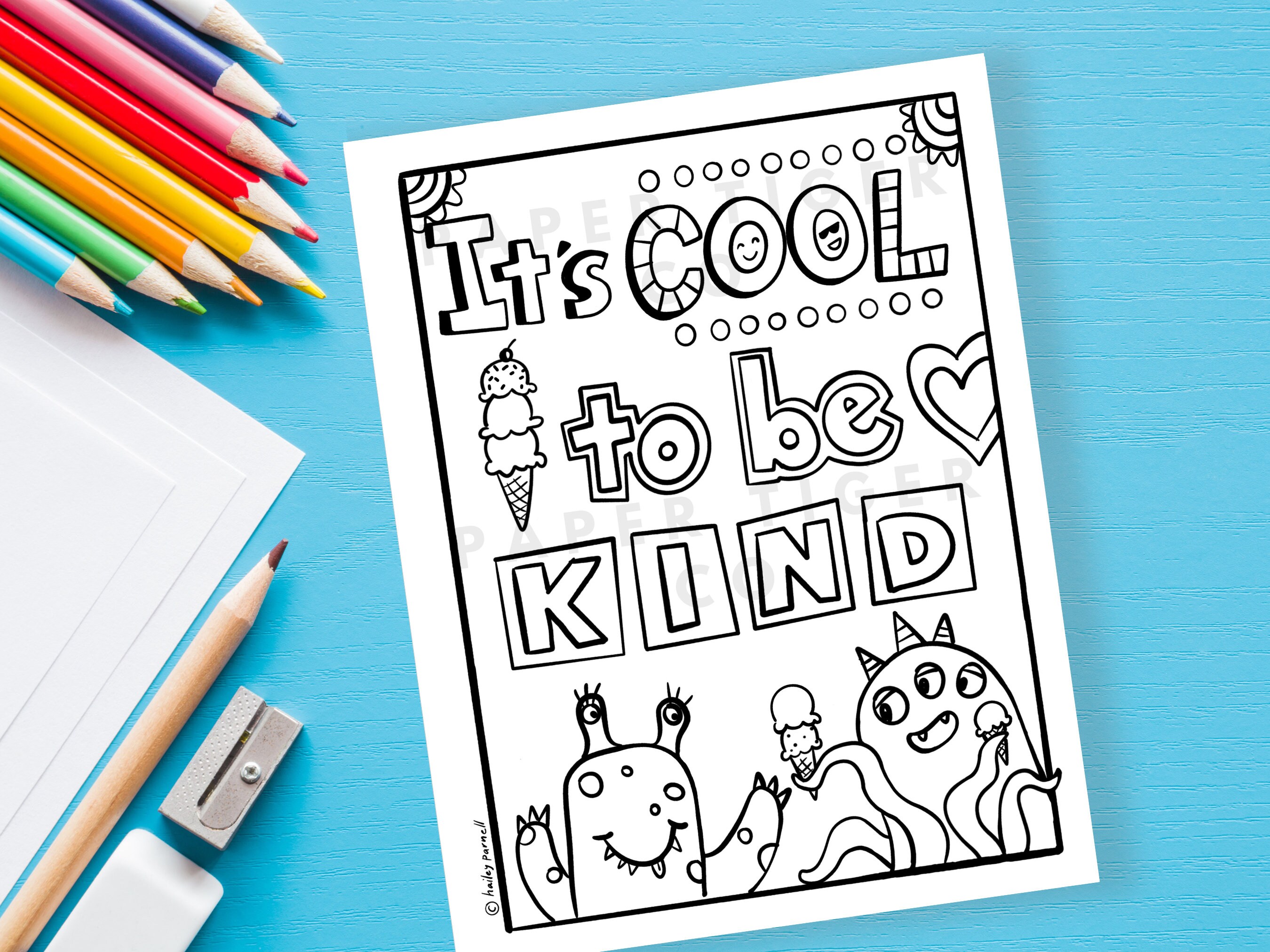 It’s Cool to Be Kind Classroom Coloring Page Back to School Monsters ...