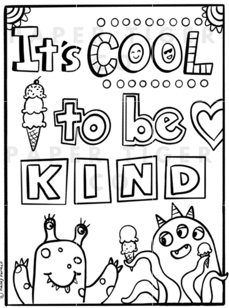 It’s Cool to Be Kind Classroom Coloring Page Back to School Monsters ...